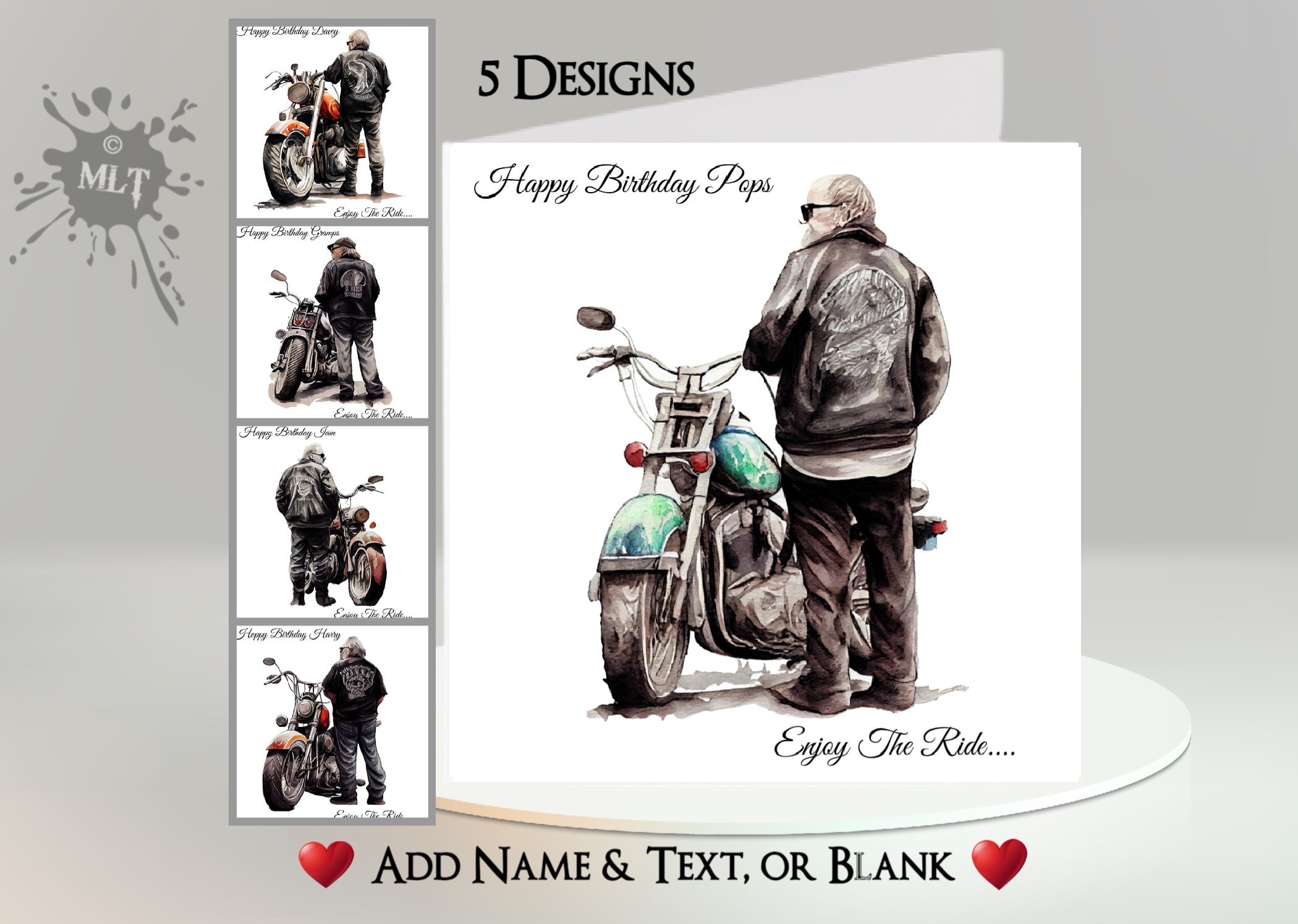 Motorcycle Card: Add Your Text Name 5 Designs to Choose - Etsy