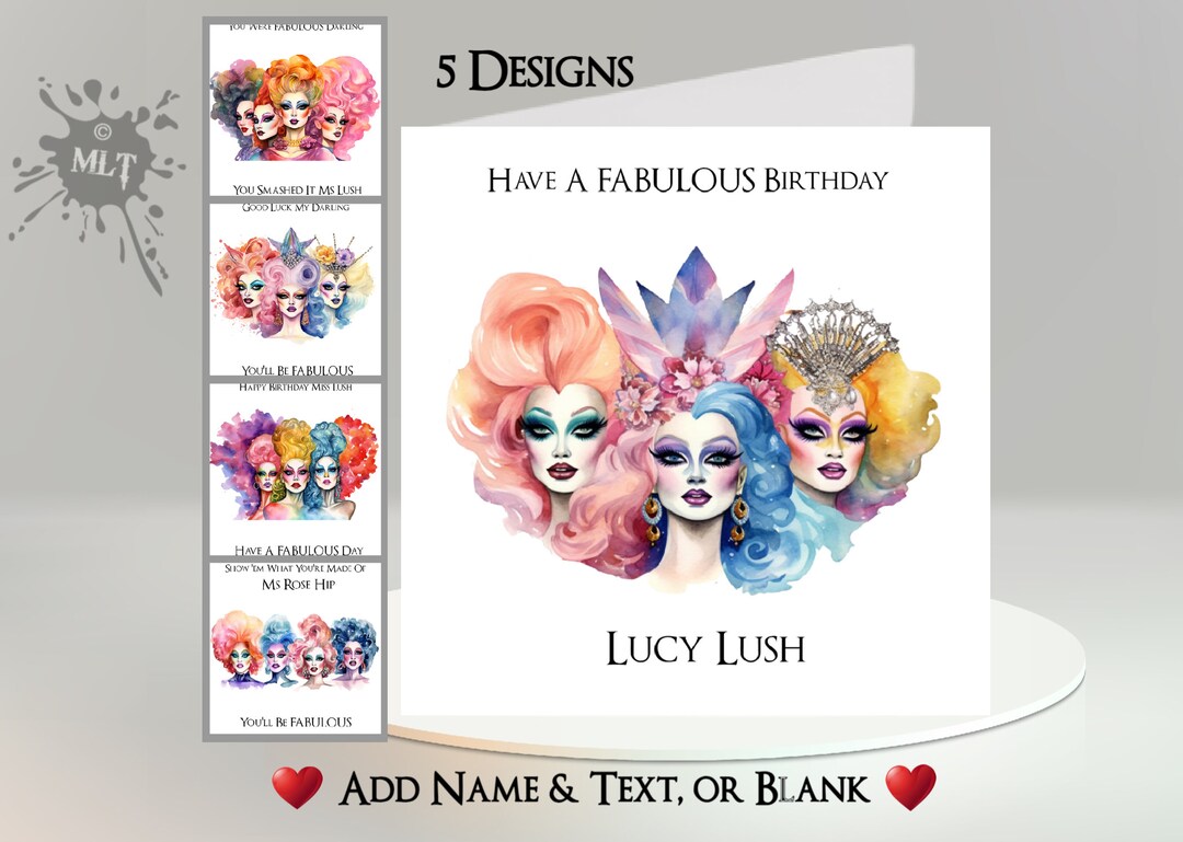 Drag Queen Card: Add Your Text & Name ~ Inside Message ~ Drag Queen ...
