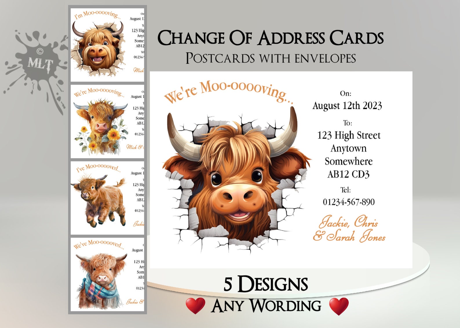 Highland Cow Change of Address Cards With Envelopes: Moving House, New ...