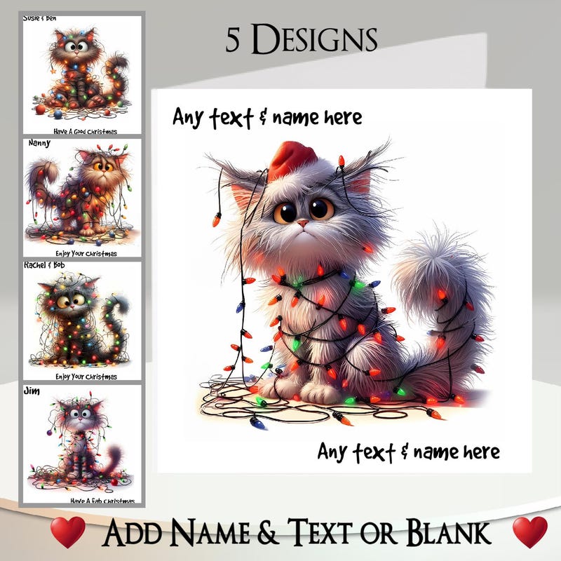 Cat Christmas Cards - Etsy UK