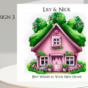 Pink House New Home Card: Add Your Name + Text ~ Add Your Name ~ Inside ...