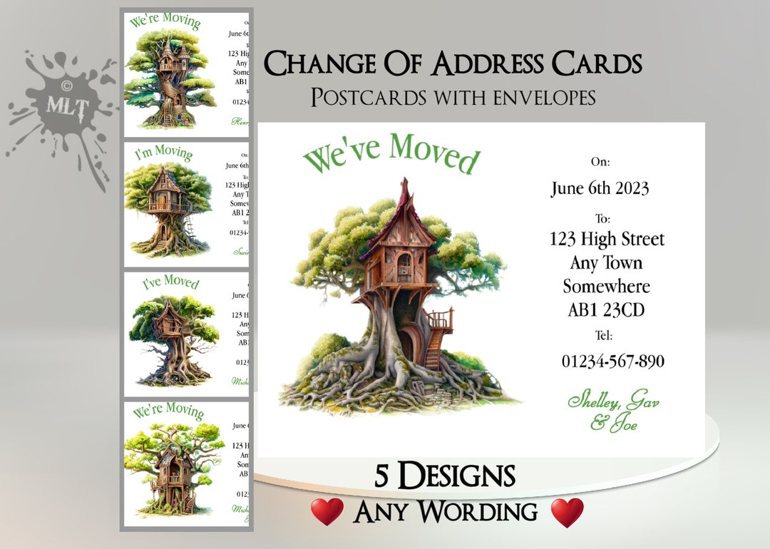 Tree-house Change of Address Cards With Envelopes: Moving House, New ...
