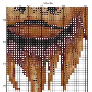 Highland Cow Counted Cross Stitch Chart: Instant PDF Download. Coloured ...