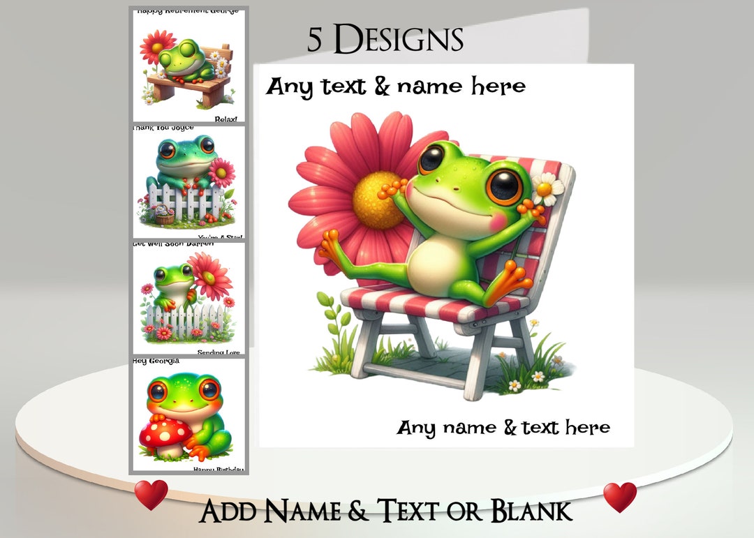 Frog Card: Add Your Text + Name ~ Inside Message ~ Funny Frogs, Cute ...