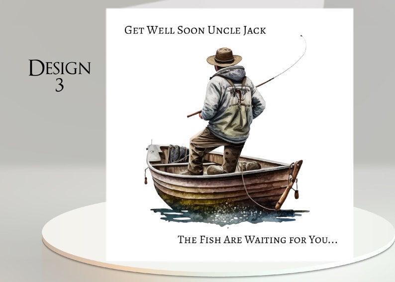 Fishing Card: Add Your Text + Name ~5 Designs to Choose From~inside ...