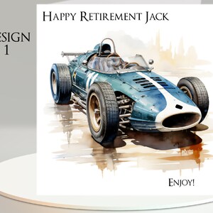 Vintage Racing Car Card: Add Your Text + Name, Inside Message, or Blank ...