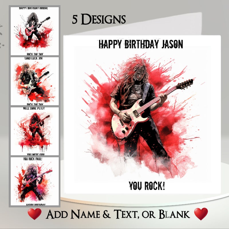 Rocker Birthday Cards - Etsy UK