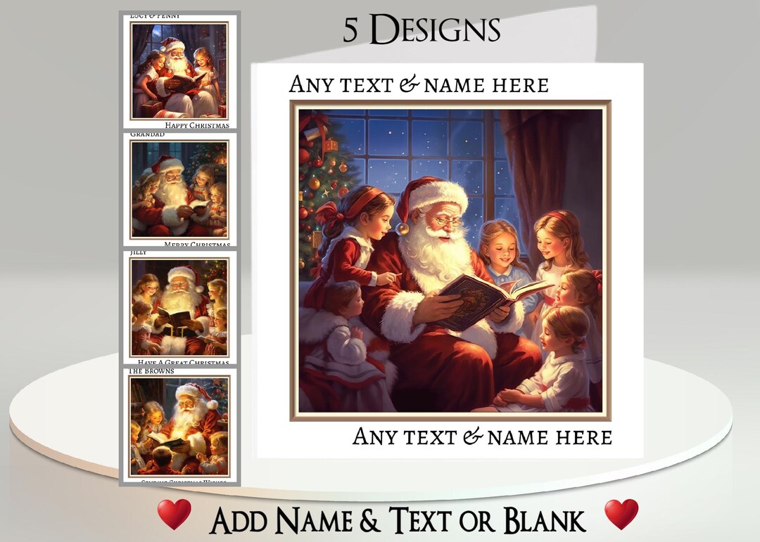 Christmas Reading Card: Add Your Text + Name, Inside Message, 5 Designs ...