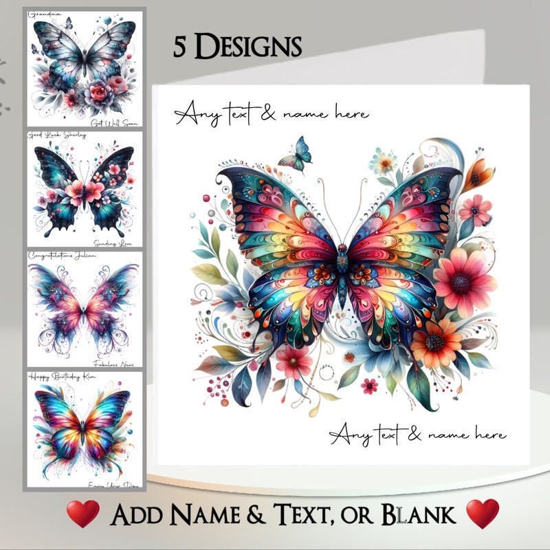 Custom Butterfly Card - Etsy UK