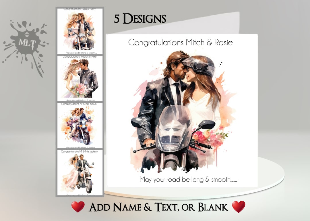 Biker Wedding Card: Add Name & Date ~ Inside Message ~ Husband, Wife ...