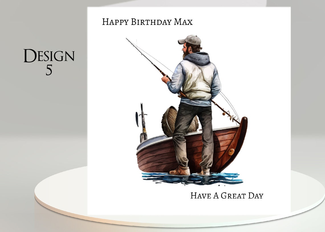 Fishing Card: Add Your Text + Name ~5 Designs to Choose From~inside ...