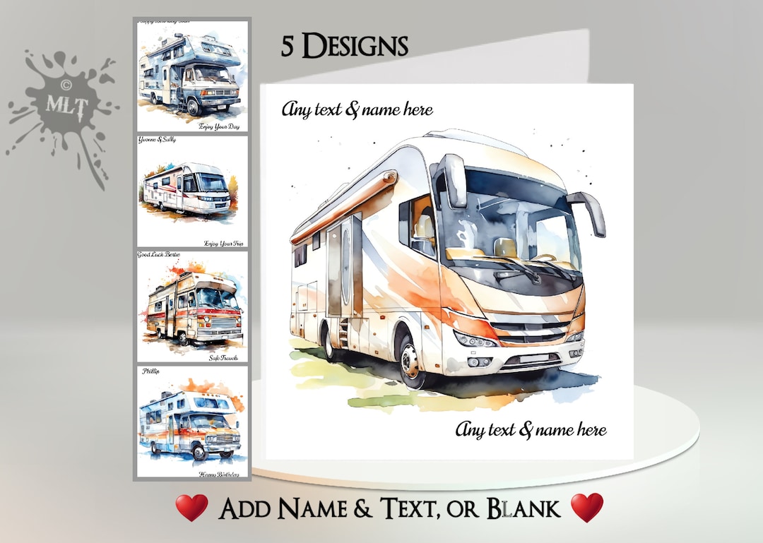 Motorhome Card: Add Your Text + Name, Inside Message, 5 Designs. RV ...