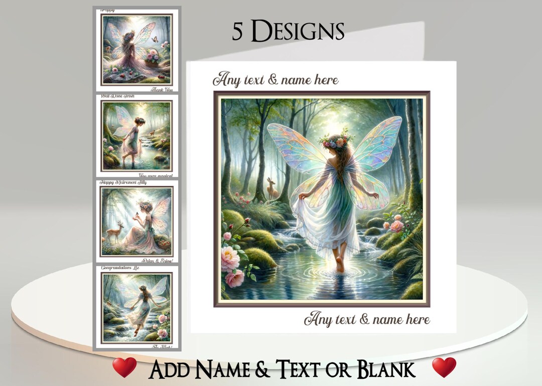 Fairy Card: Add Your Text + Name, Inside Message, 5 Designs. Mystical ...