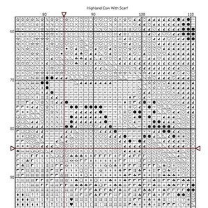Highland Cow Counted Cross Stitch Chart: Instant PDF Download. Coloured ...