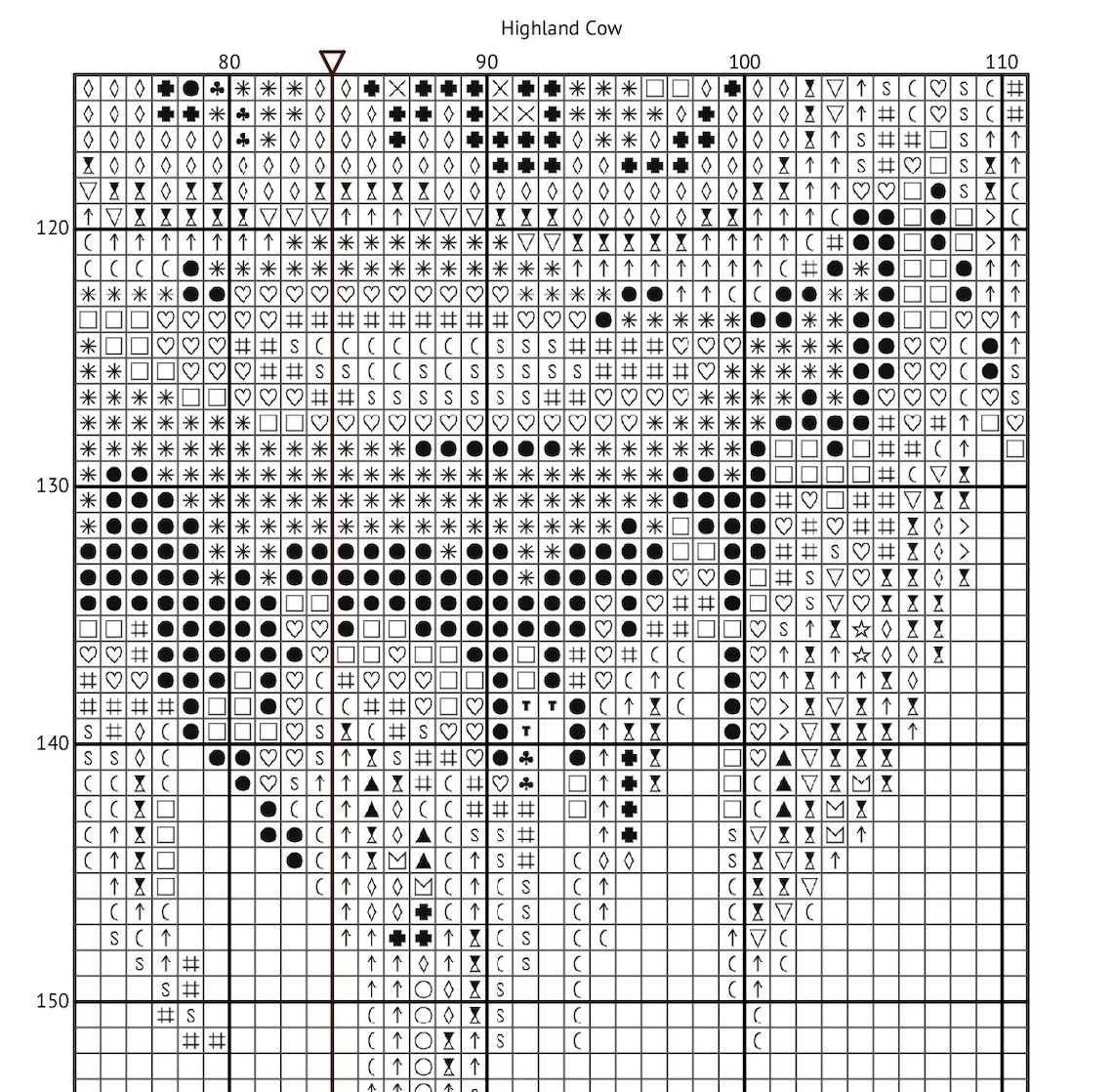Highland Cow Counted Cross Stitch Chart: Instant PDF Download. Coloured ...
