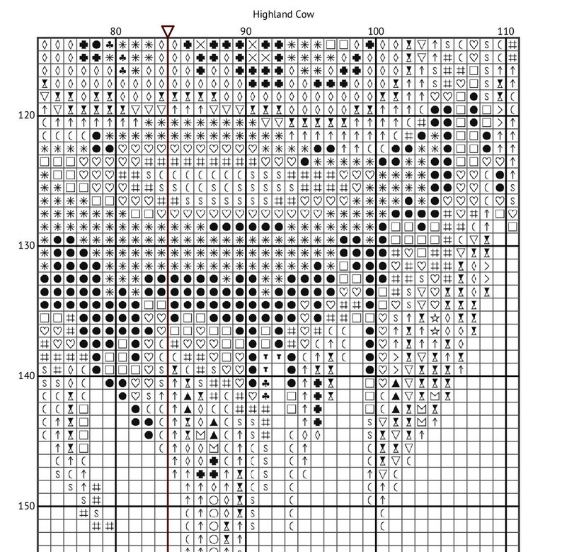 Highland Cow Counted Cross Stitch Chart: Instant PDF Download. - Etsy