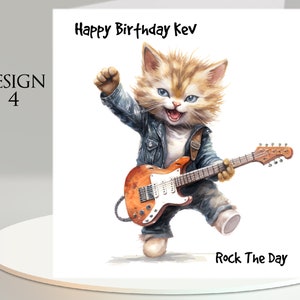 Rockin' Cat Card: Add Your Text + Name ~ Inside Message ~ Cat, Kitten ...