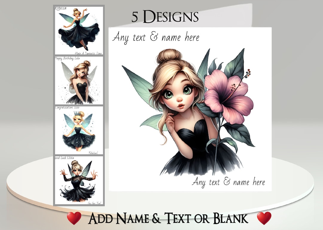Cheeky Fairy Card: Add Your Text + Name ~ Inside Message ~ 5 Designs to ...