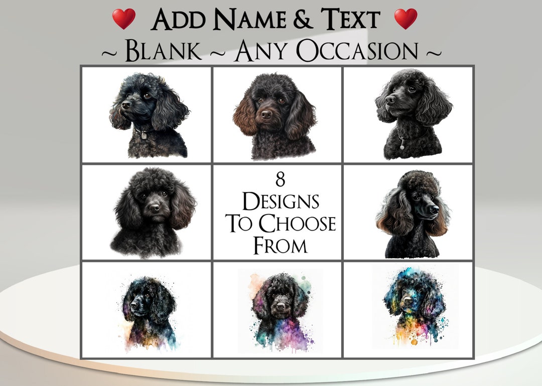 Poodle Card: Add Your Text + Name ~ Inside Message ~ Any Occasion ~ Toy ...