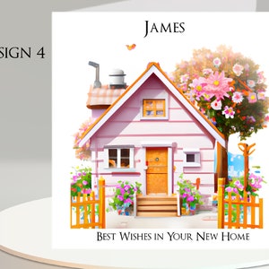 Pink House New Home Card: Add Your Name + Text ~ Add Your Name ~ Inside ...