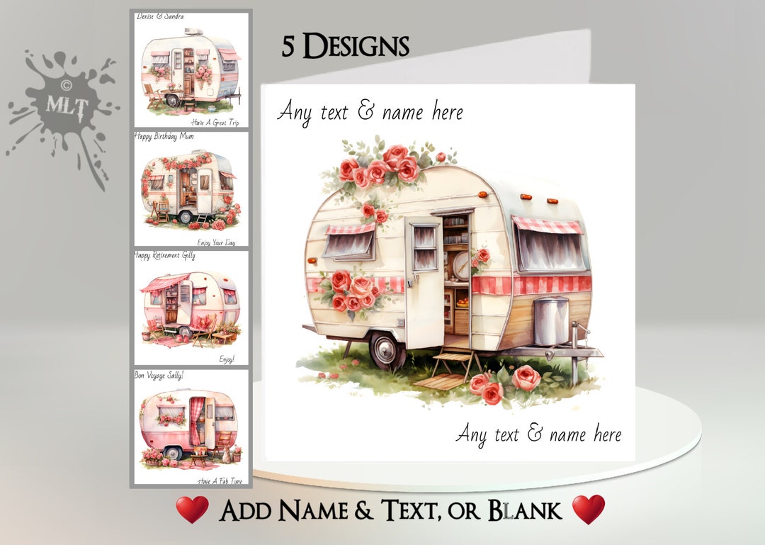 Caravan Card: Add Your Text + Name ~ 5 Designs to Choose From ~ Inside ...
