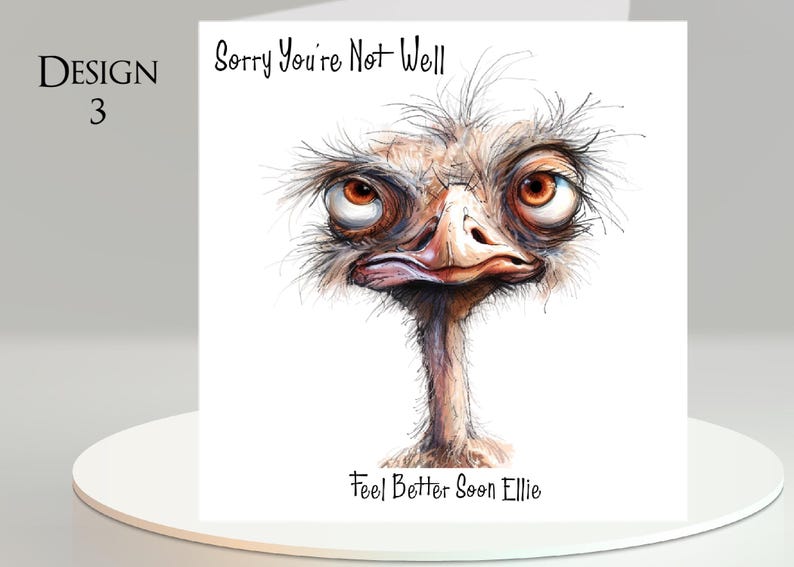 Ostrich Card: Add Your Text + Name, Inside Message, 5 Designs to Choose ...