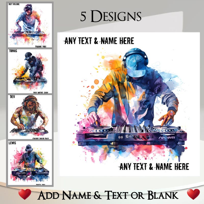 Dj Card Personalised - Etsy UK