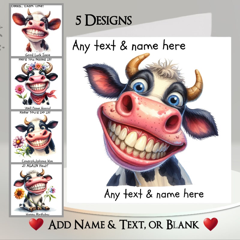 Crazy Cow Birthday Card - Etsy UK