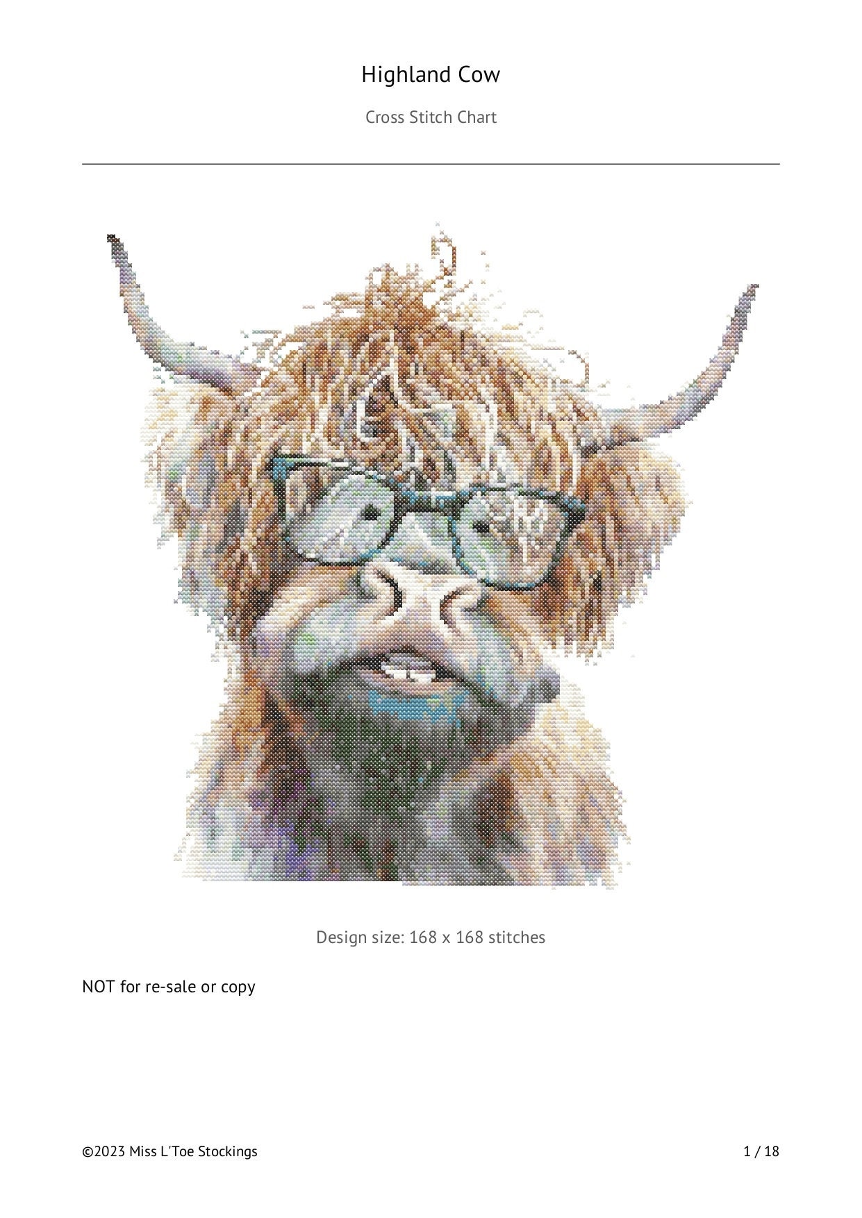 Highland Cow Counted Cross Stitch Chart: Instant PDF Download. - Etsy