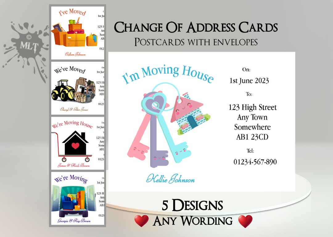 Change of Address Cards With Envelopes: Moving House, New Address, New ...