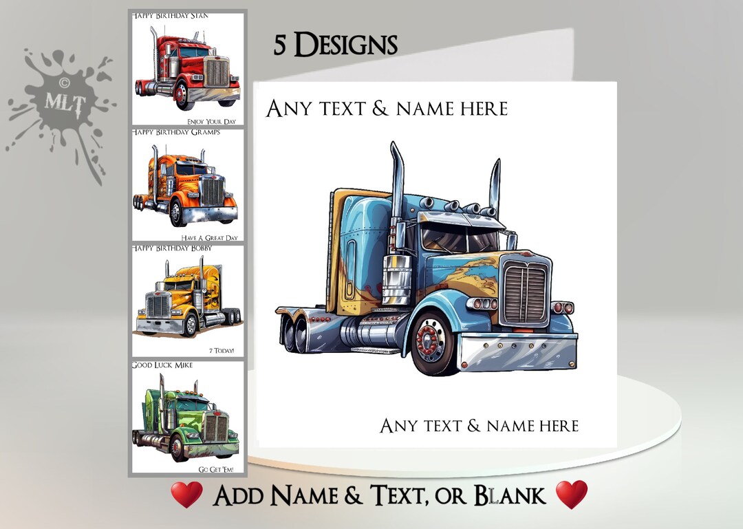 Trucker Card: Add Your Text + Name ~ Inside Message~ Personalised ...