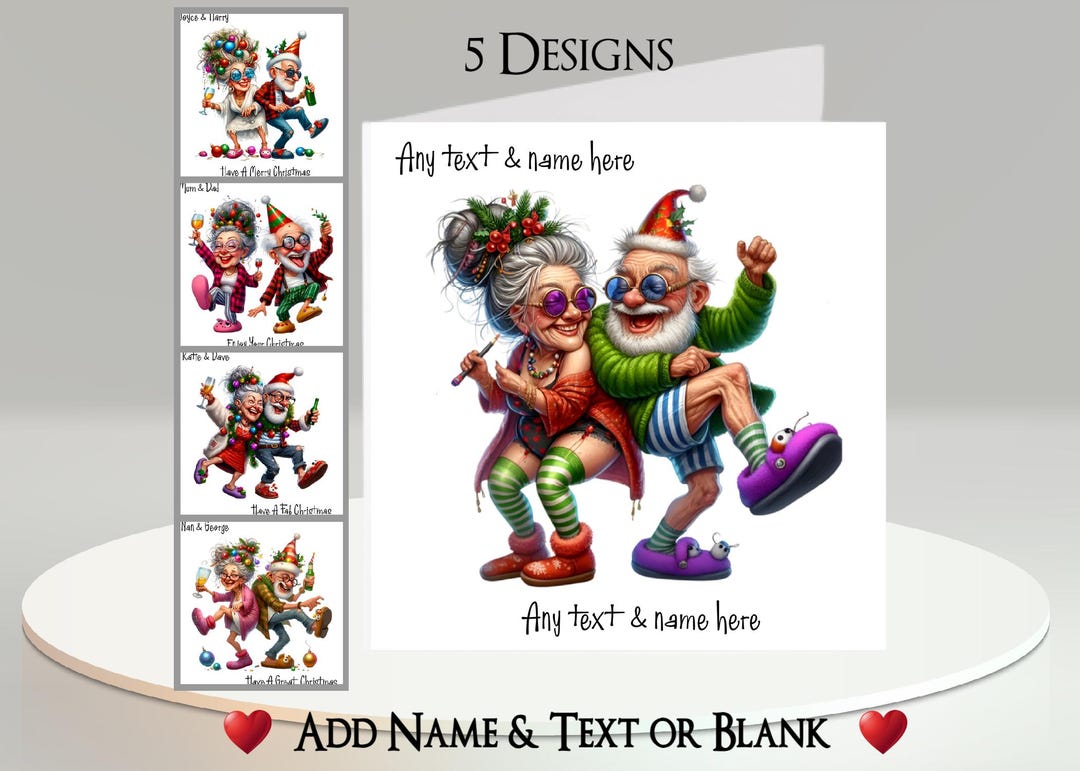 Christmas Funny Couple Card: Add Your Text + Name, Inside Message, 5 ...