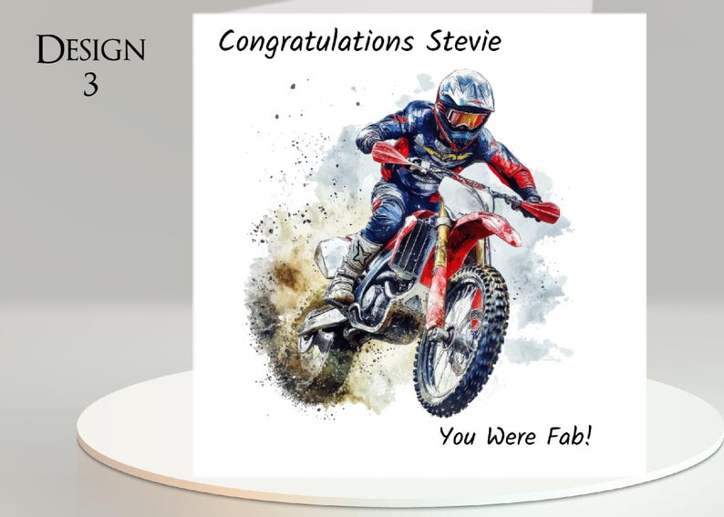 Motocross Card: Add Your Text + Name ~ Inside Message ~ Personalised ...