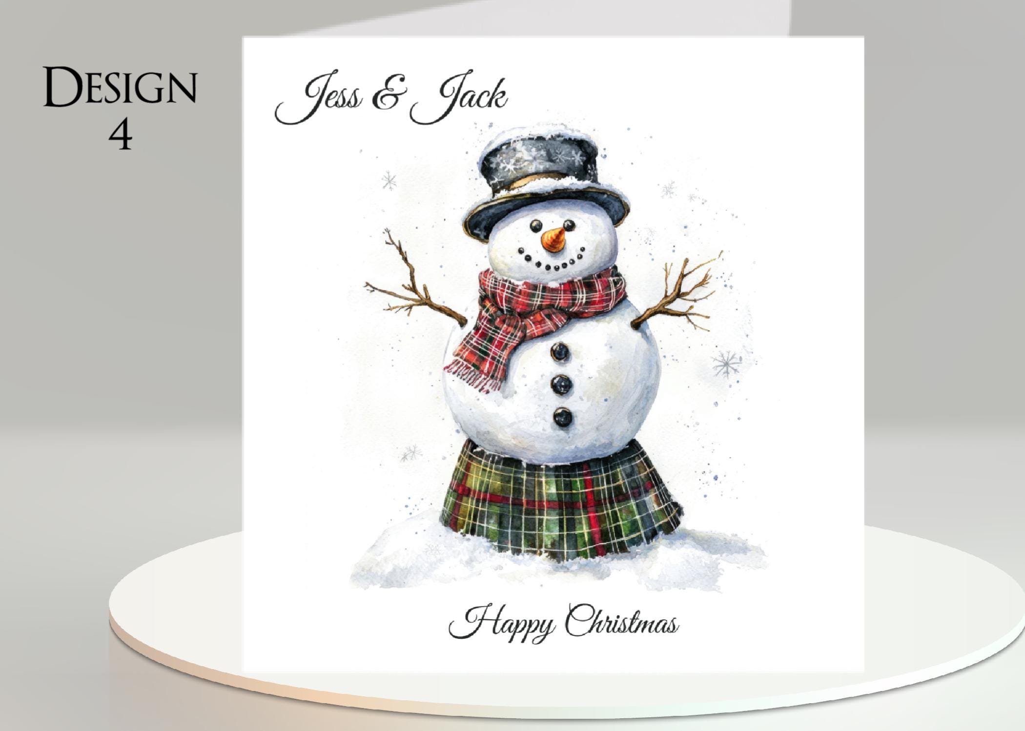 Christmas Scottish Snowman Card: Add Your Text + Name, Inside Message ...