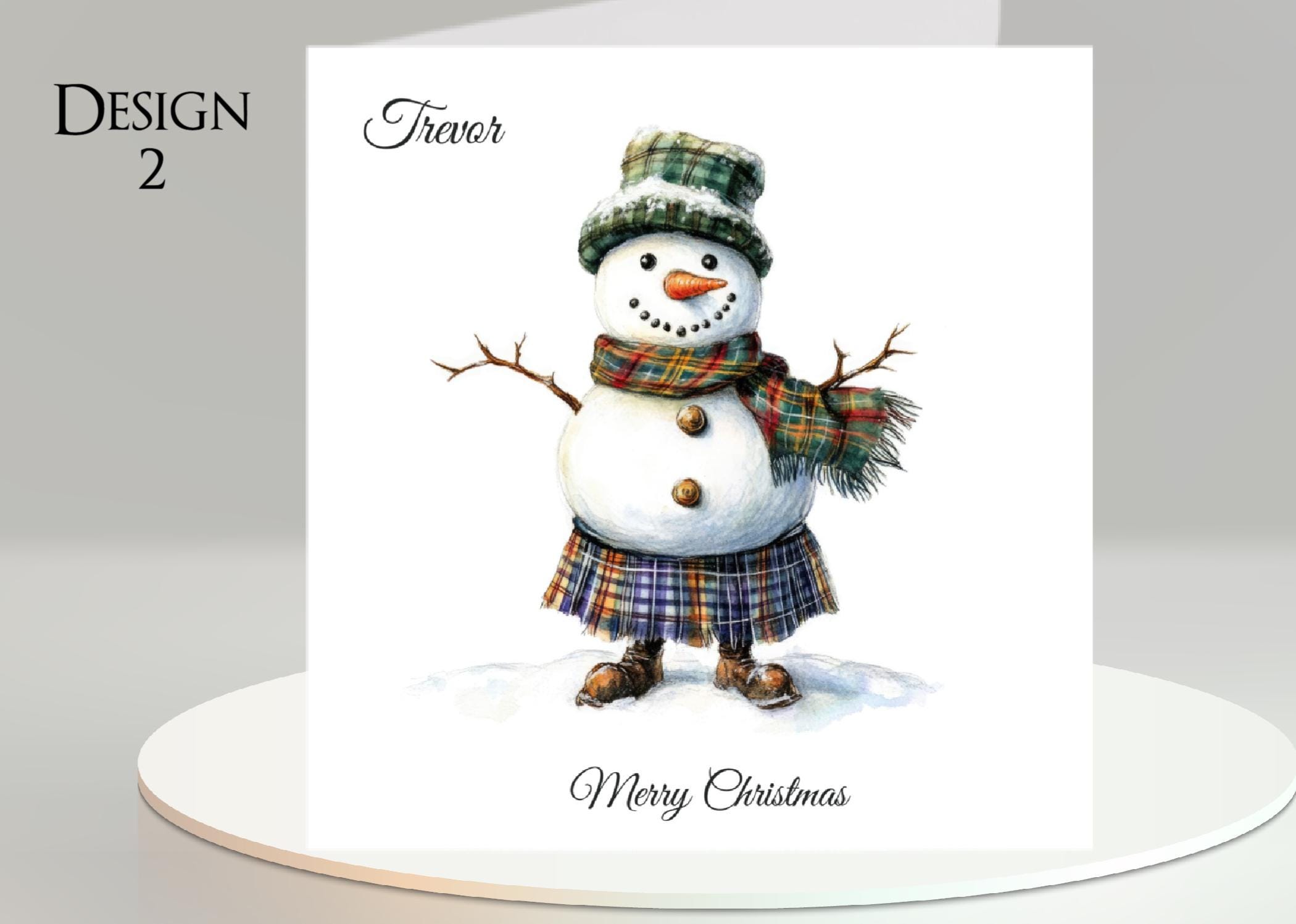 Christmas Scottish Snowman Card: Add Your Text + Name, Inside Message ...