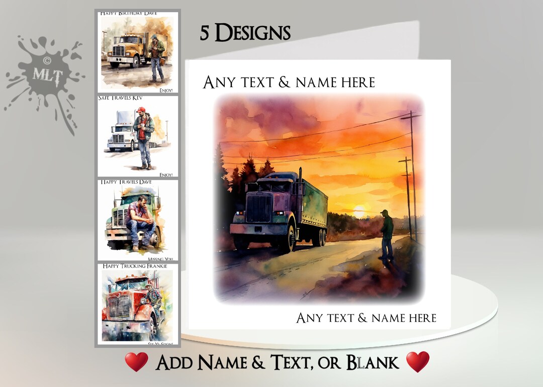 Trucker Card: Add Your Text + Name ~ Inside Message~ Personalised ...
