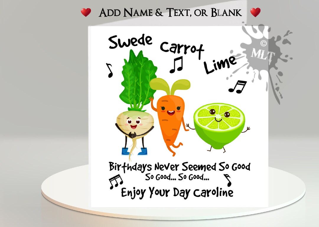 Funny Vegetable Birthday Card: Add Your Text Name Inside Message Swede ...