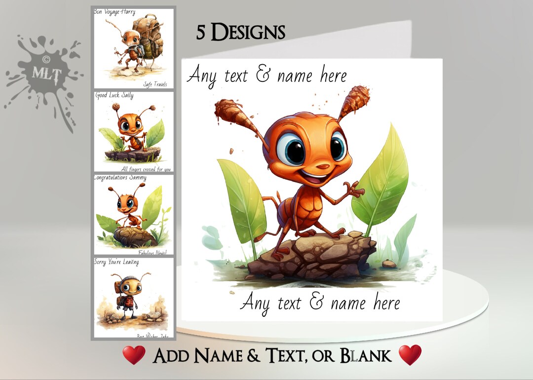 Ant Card: Add Your Text + Name ~ Inside Message ~ Funny Ant, Cartoon ...