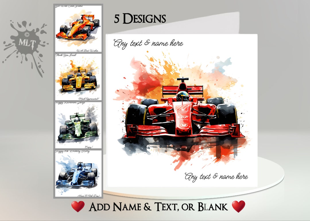 Car Card: Add Your Text + Name ~ Inside Message ~ Personalised, Sports ...