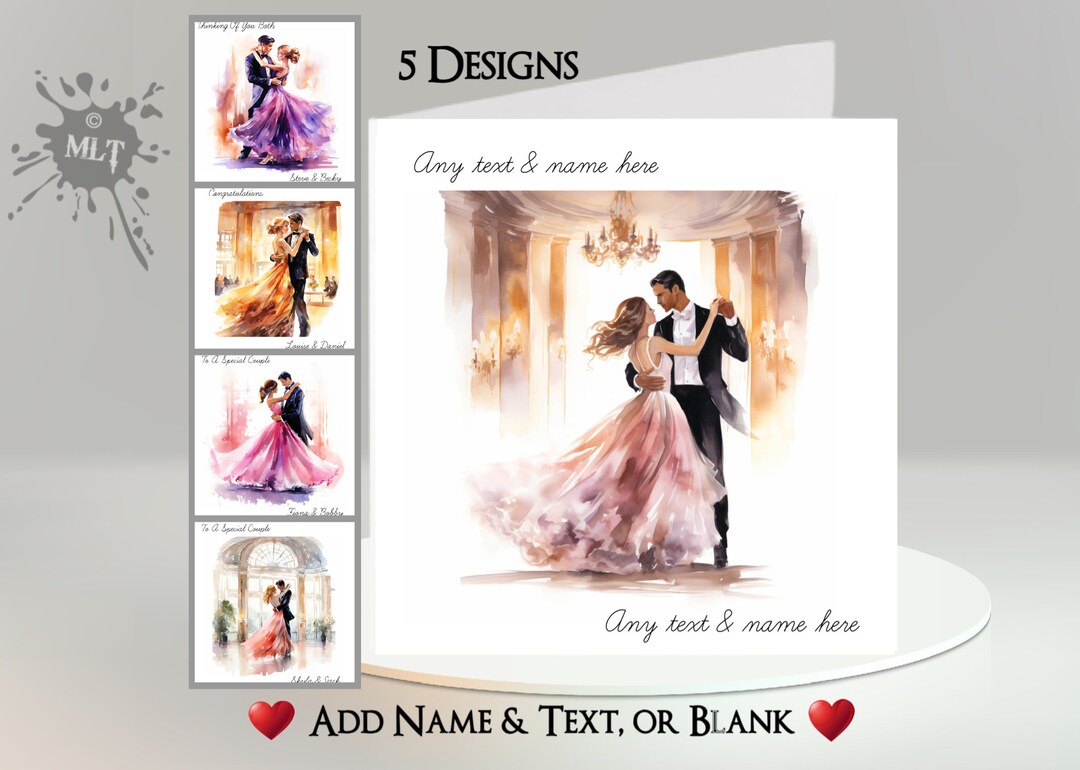 Ballroom Dancers Card: Add Your Text + Name, Inside Message, or Blank ...