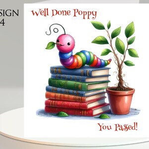 Book Worm Card: Add Your Text + Name, Inside Message, or Blank. Quirky ...