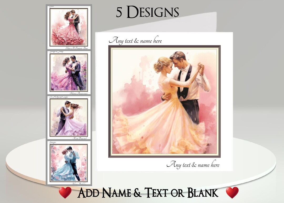 Ballroom Dancers Card: Add Your Text + Name ~ Inside Message ~ Ballroom ...
