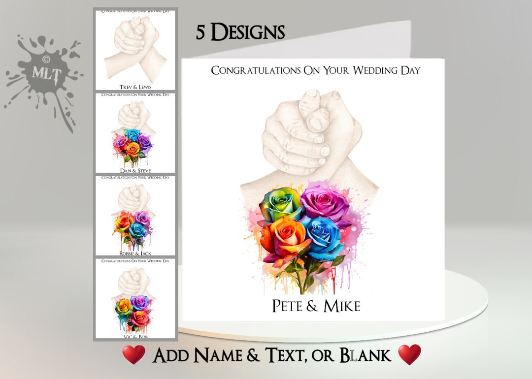 LGBTQ Wedding Card: Add Name & Date Inside Message Husband, Groom, Mr ...