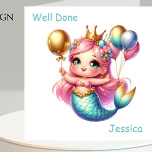 Mermaid Card: Add Your Text + Name, Inside Message, 5 Designs to Choose ...