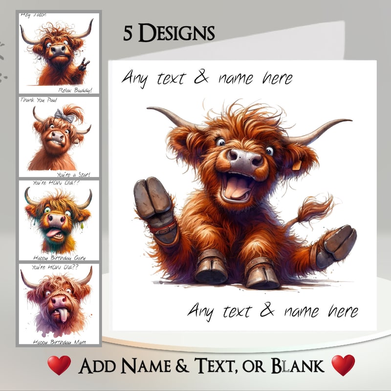 Highland Cow Card - Etsy UK