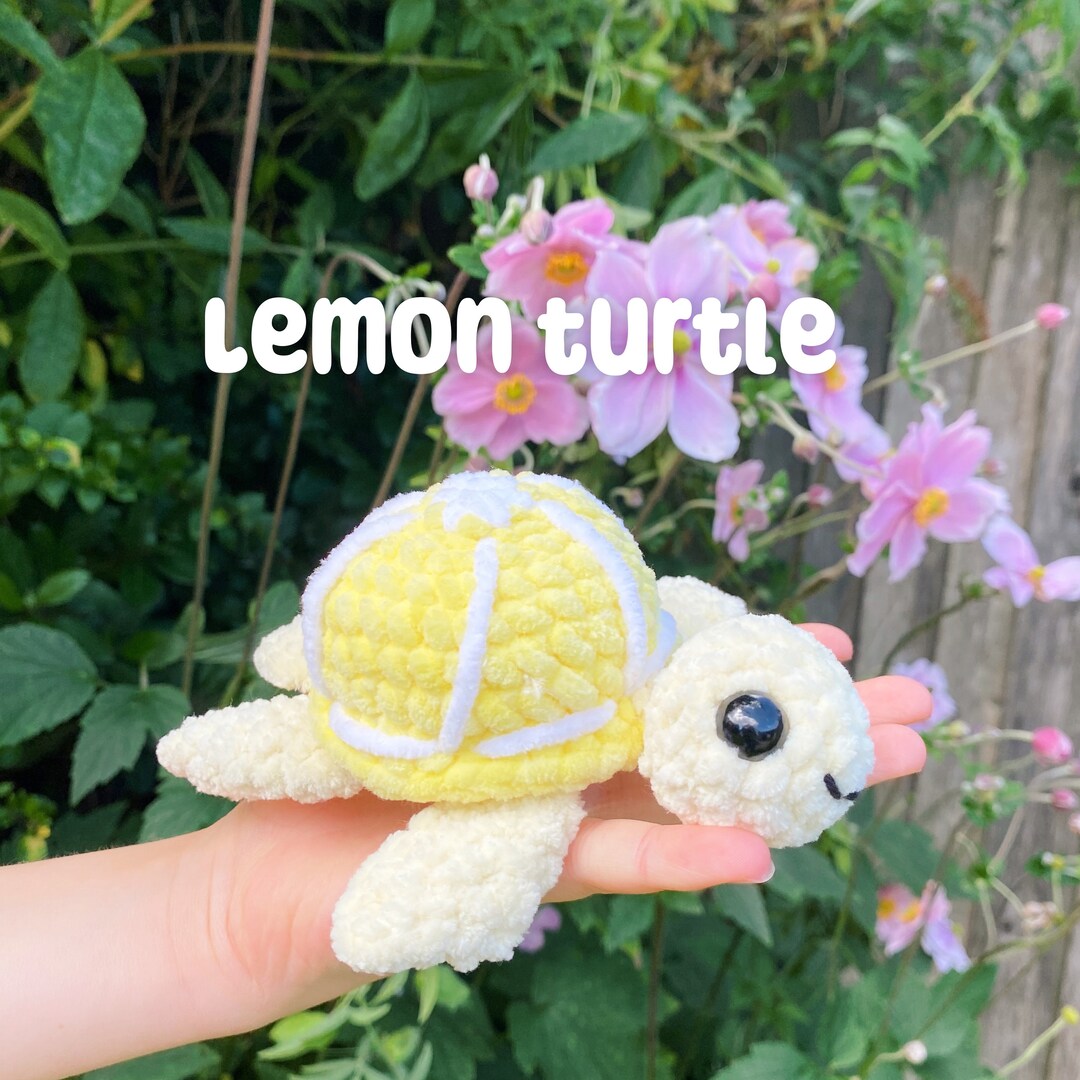 Mini Crochet Lemon Fruit Themed Turtle Plushie Teddy Amigurumi Turtle ...