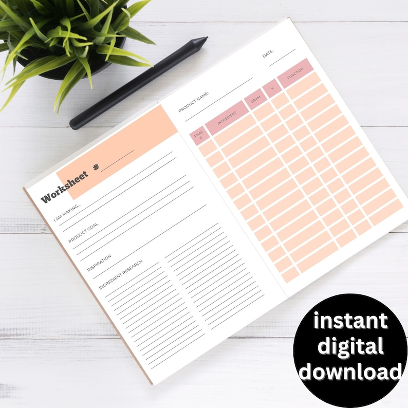 Skincare Formula Workbook / Printable Recipe Book / Notebook for DIY ...