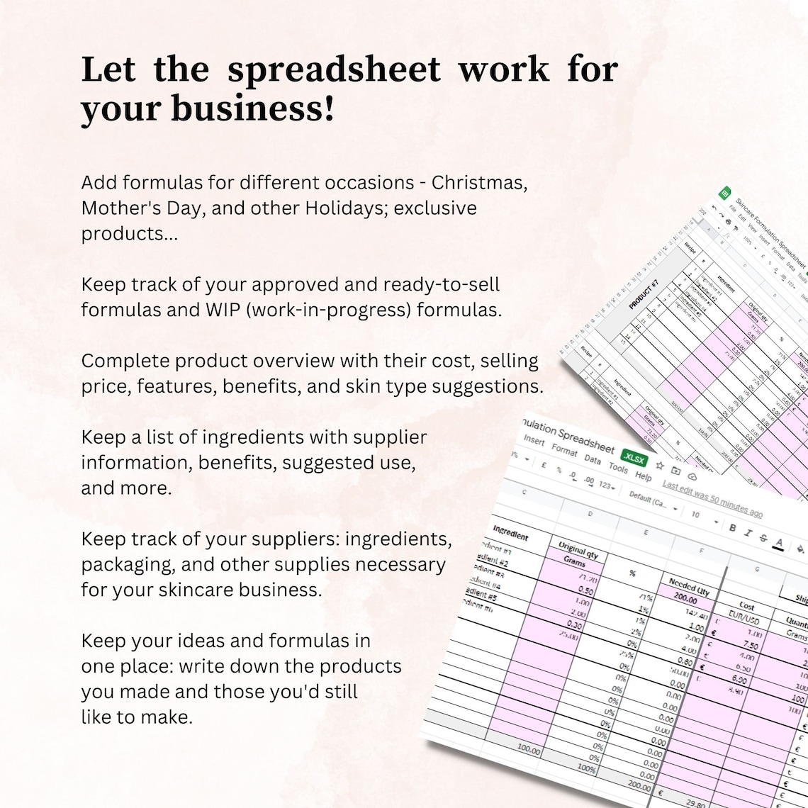 Skincare Formulation Spreadsheet and Calculator | Cosmetic Calculator ...