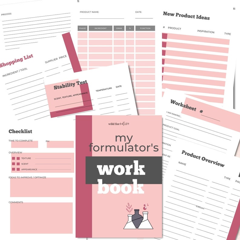 Skincare Formula Workbook / Printable Recipe Book / Notebook for DIY ...