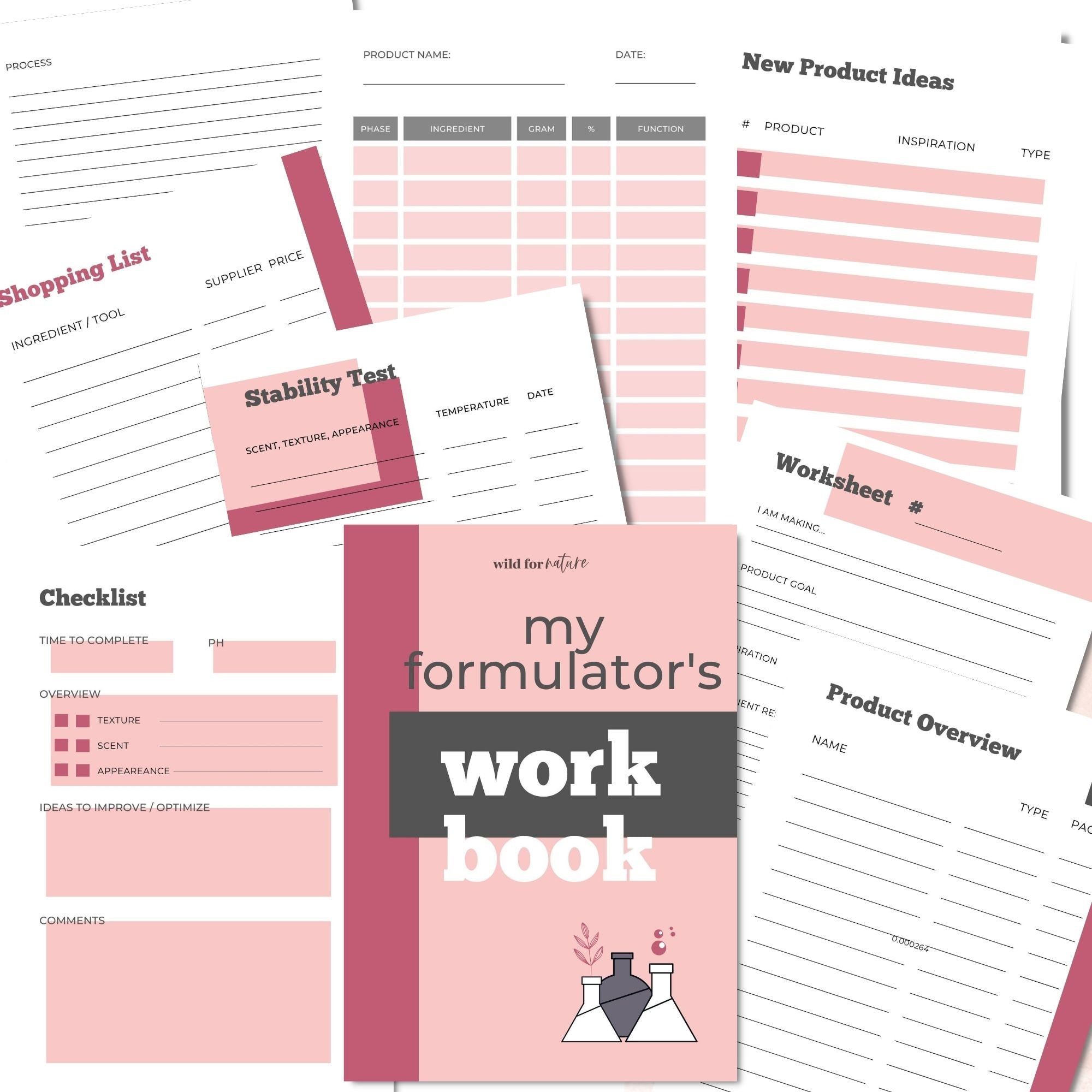 Skincare Formula Workbook / Printable Recipe Book / Notebook for DIY ...